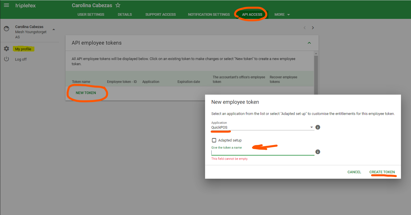 Integrasjon med Tripletex